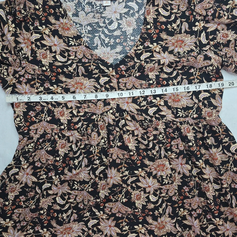 Knox Rose | Dresses | Knox Rose Floral Babydoll Mini Dress Black Boho ...